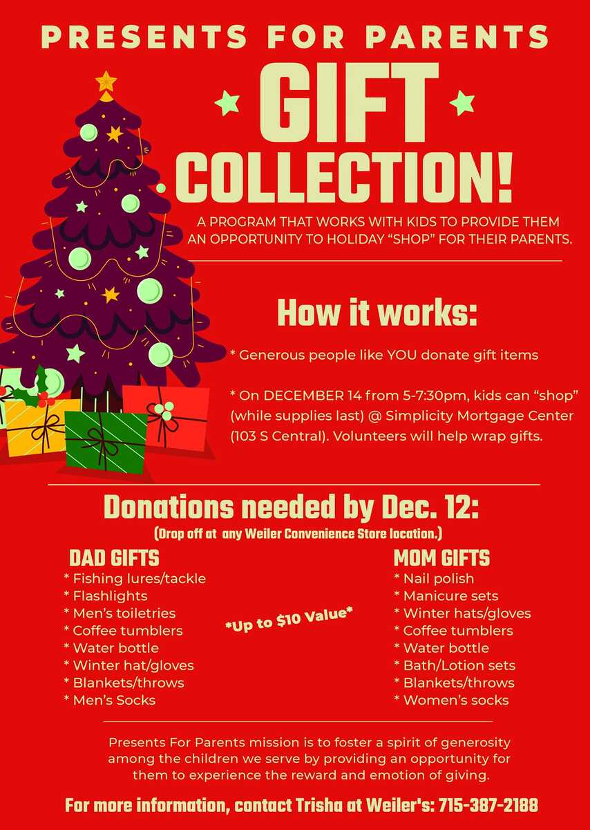 Presents for Parents Looking for Donations for Kids to “Shop” for Their ...